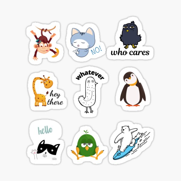 "Funny and cool animals sticker pack" Sticker by thatgeekshop | Redbubble