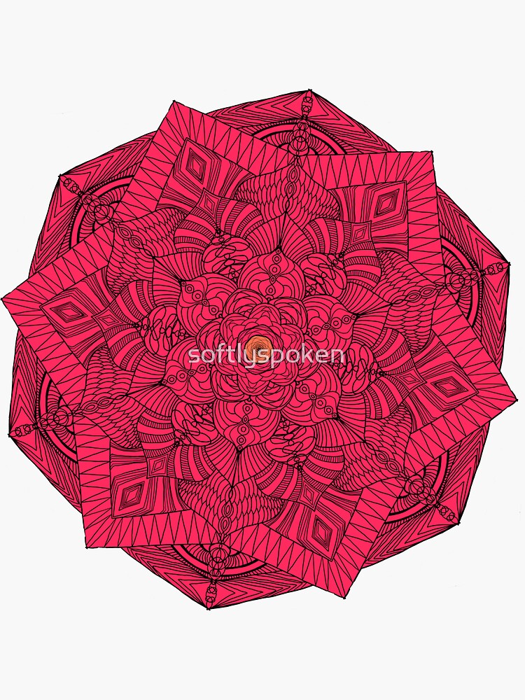"Zendala Pink Flower - Mandala Zentangle Doodle Pattern" Sticker by ...