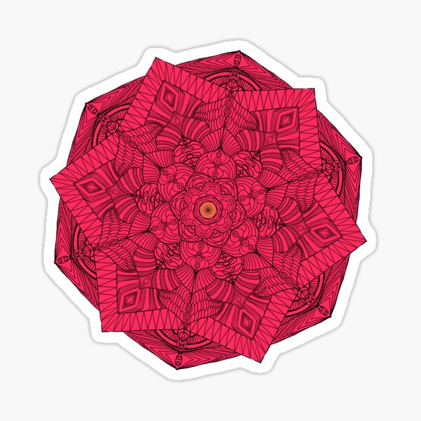 "Zendala Pink Flower - Mandala Zentangle Doodle Pattern" Sticker by ...