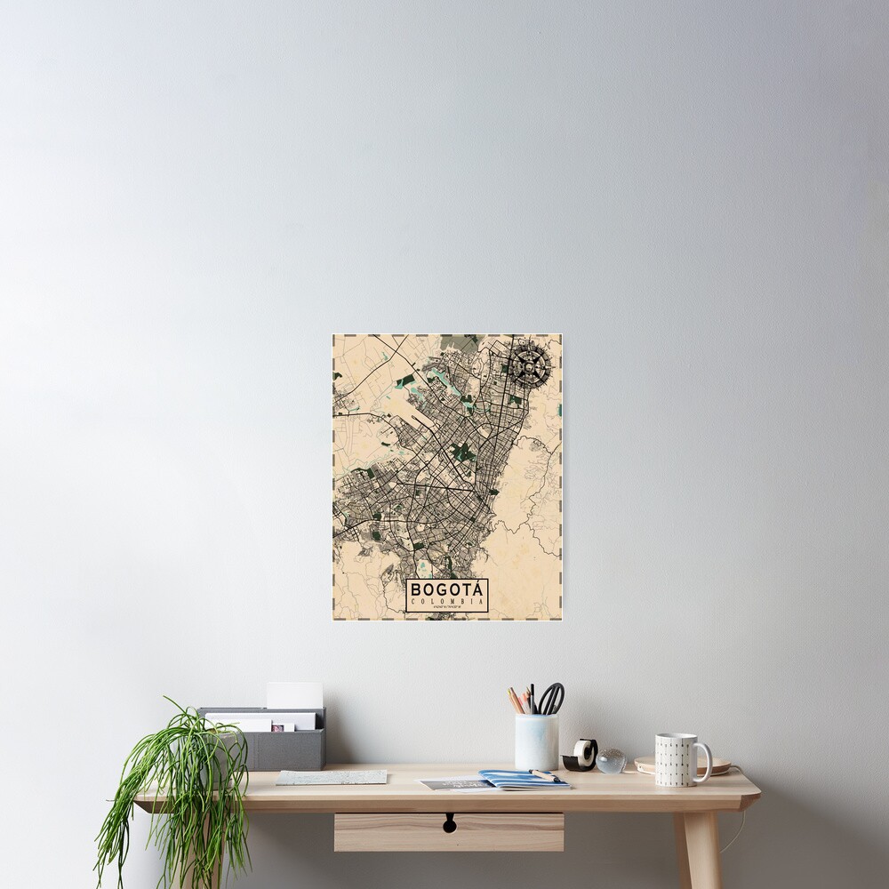"Bogota City Map of Colombia - Vintage" Poster by deMAP | Redbubble