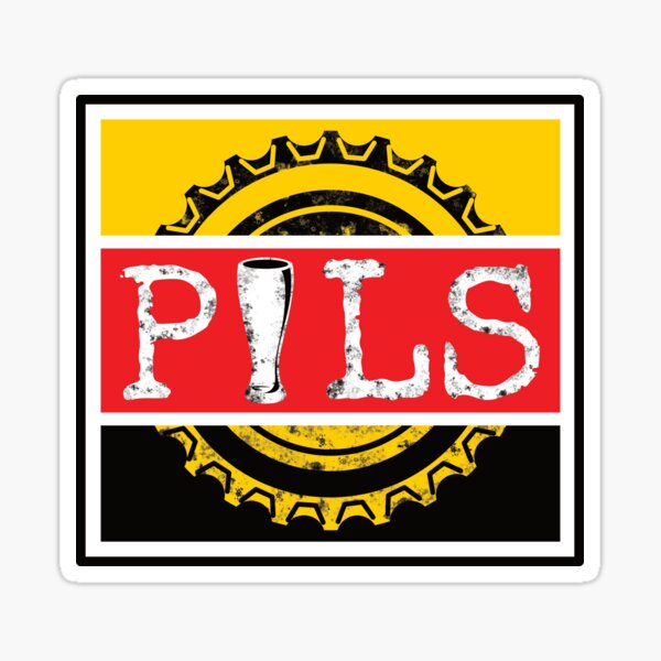 "Pils (Pilsner) Word on Beer Bottle Cap in German Colours" Sticker for ...