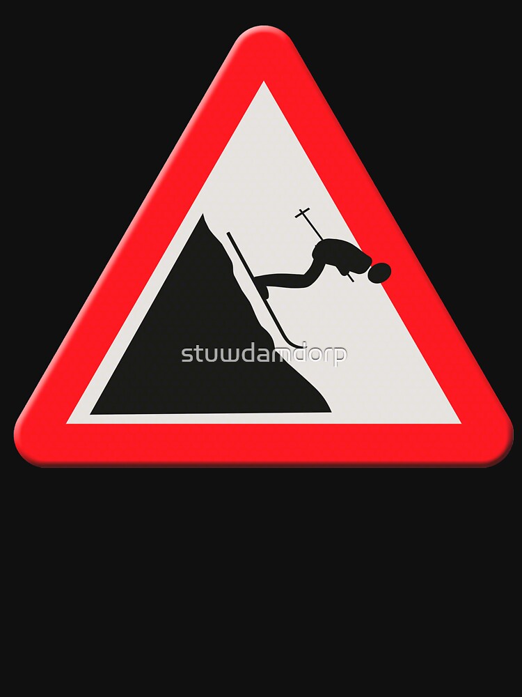 "UK warning sign Downhill skier /off piste" T-shirt for Sale by ...