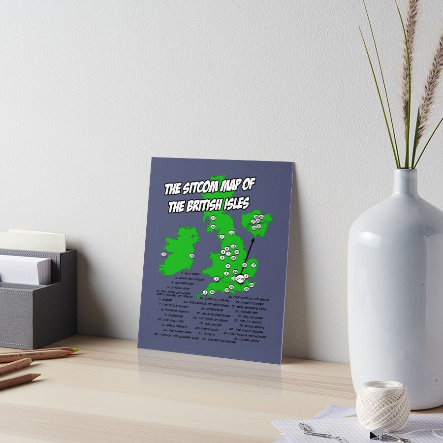 "The Sitcom Map of the British Isles" Art Board Print by Claracasper ...