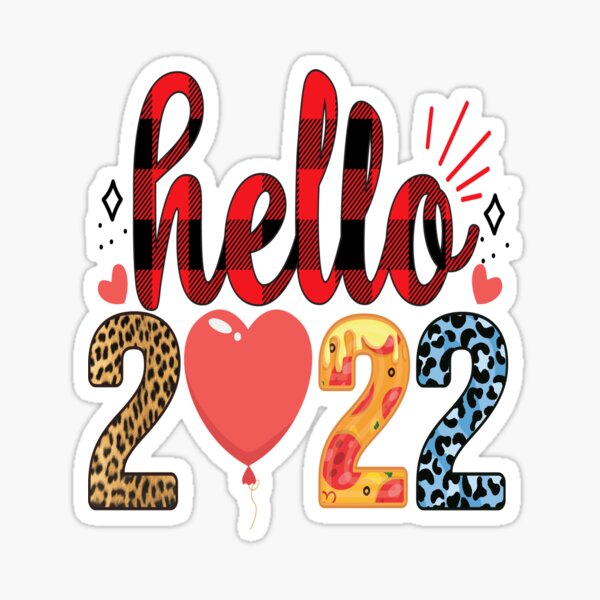 "Hello 2022" Sticker for Sale by hintprint | Redbubble