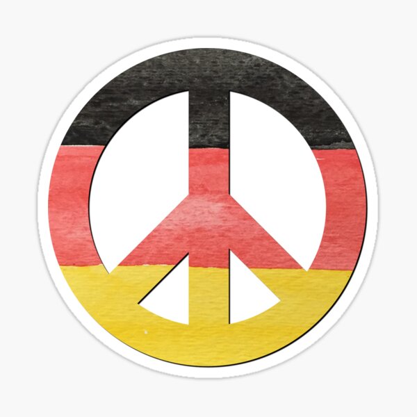 "Hand Painted Water Color German Flag CND Peace Symbol " Sticker by ...