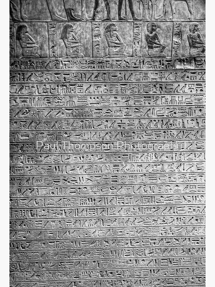 "Egyptian Hieroglyphs Written In Stone Black And White" Poster for Sale ...