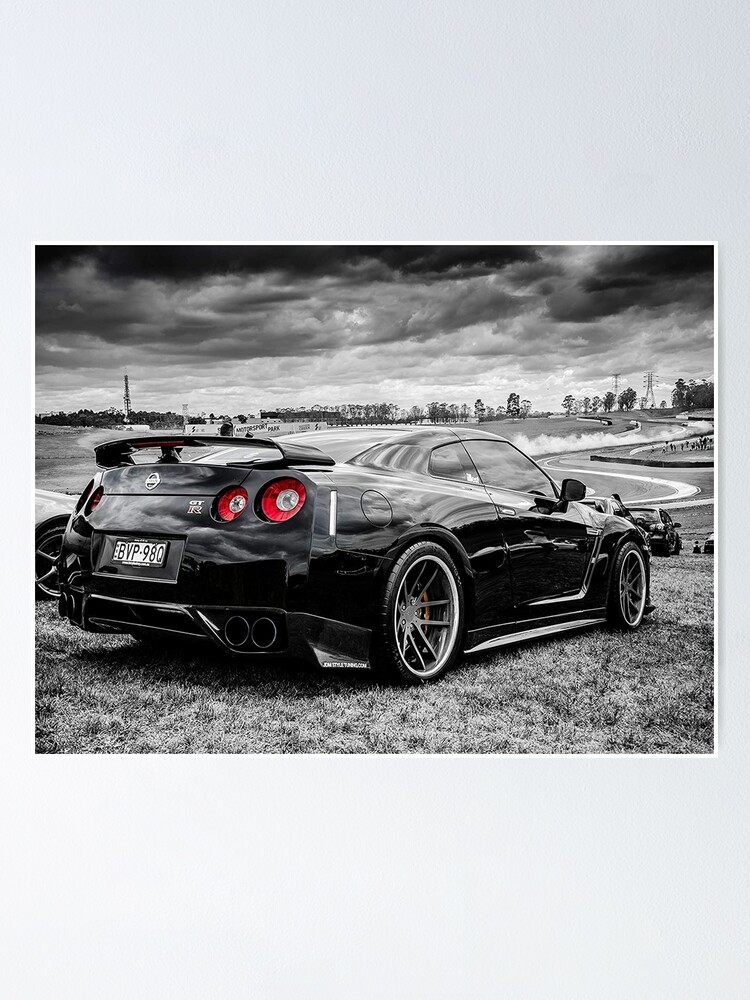"Nissan Skyline GT-R R35 Black and White" Poster by kathleenpayn ...