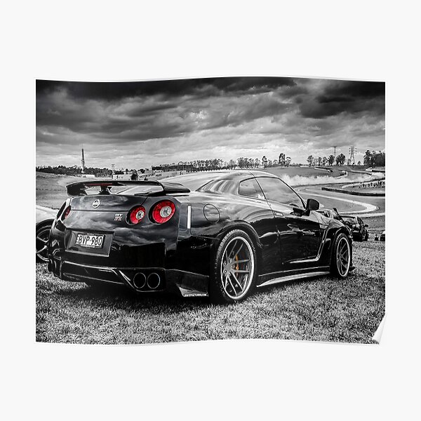 "Nissan Skyline GT-R R35 Black and White" Poster by kathleenpayn ...