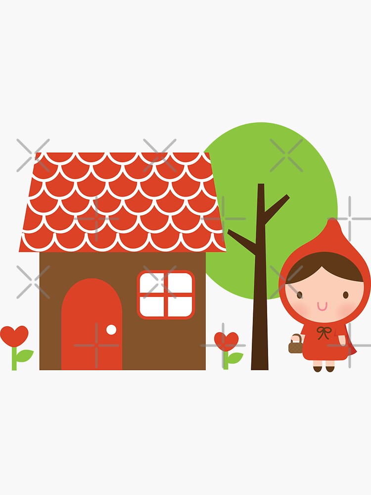 "Cute Little Red Riding Hood And Cottage House" Sticker for Sale by ...