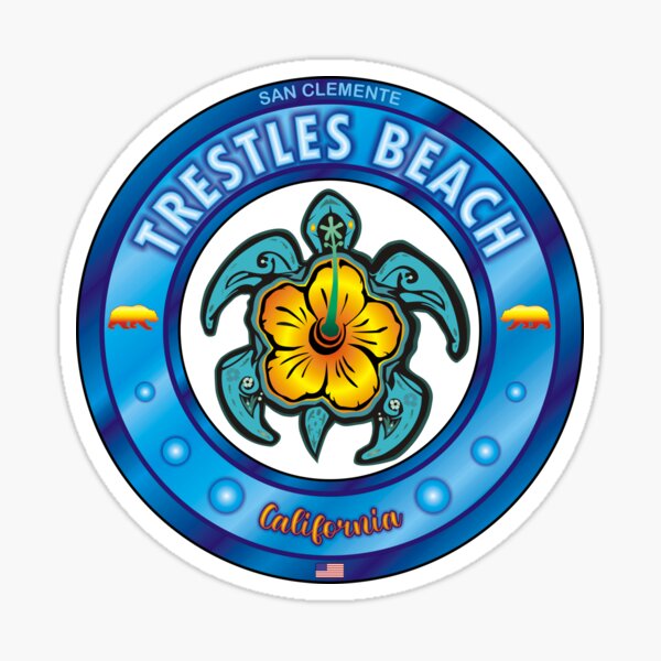 "Trestles Beach sea turtle hibiscus" Sticker for Sale by SoulSafe ...