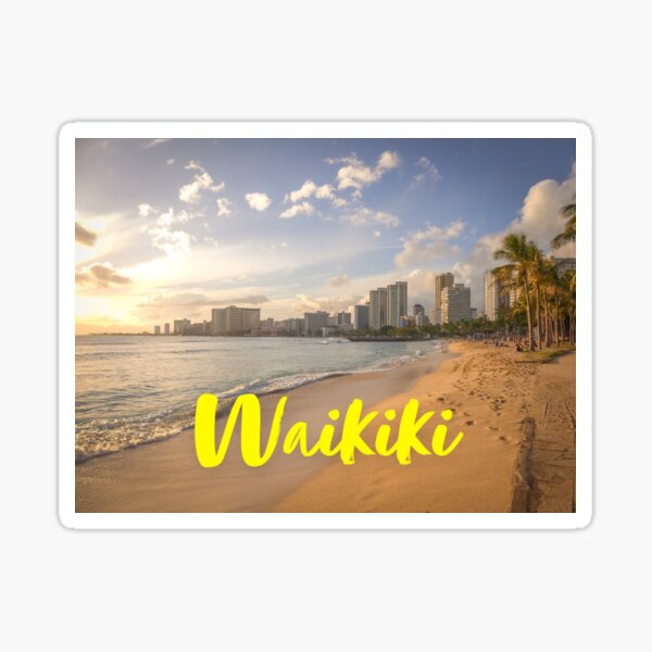 "Waikiki Beach" Sticker by kazzar2021 | Redbubble