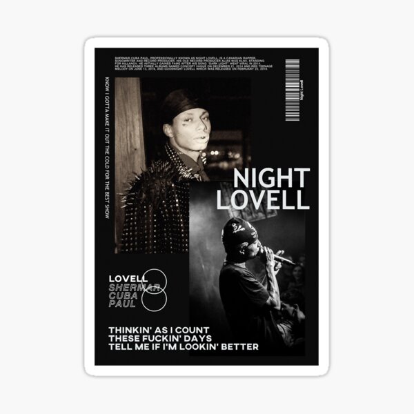 "NIGHT LOVELL POSTER Classic " Sticker by moneyhire | Redbubble