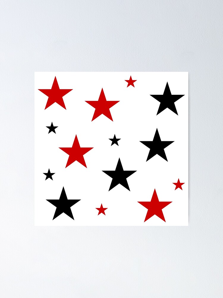 "Red Black 14 Star Sticker Pack" Poster for Sale by DesignLiterally ...