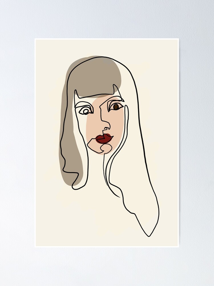 "One Line Face Drawing" Poster for Sale by I-M-V | Redbubble