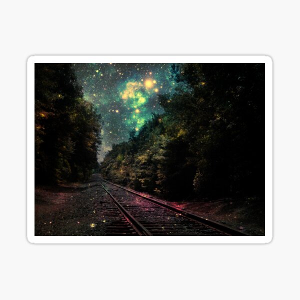 "Next Stop Anywhere Train Tracks deep Pastels" Sticker for Sale by ...