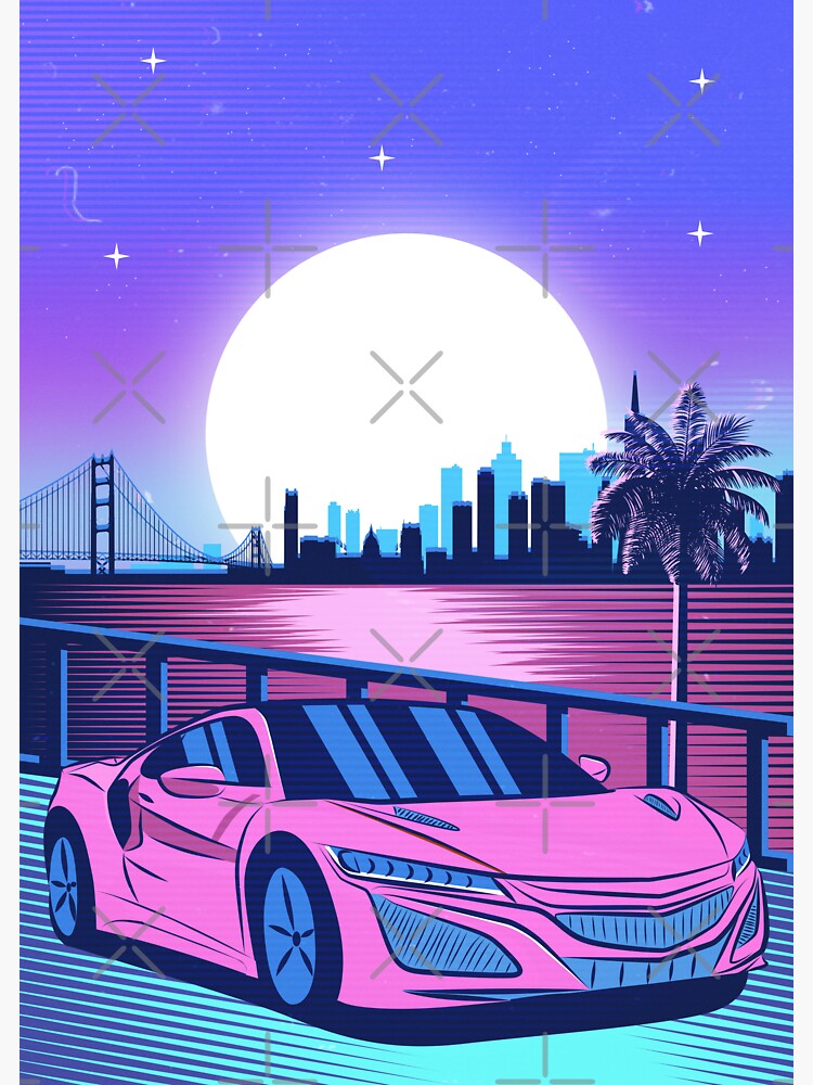 "nsx jdm car synthwave" Sticker by wellyans | Redbubble