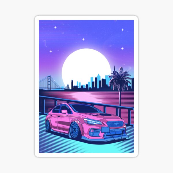 "subie wrx jdm car synthwave" Sticker for Sale by wellyans | Redbubble