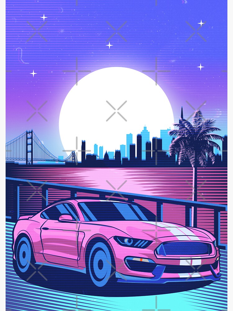 "mustang synthwave" Sticker for Sale by wellyans | Redbubble