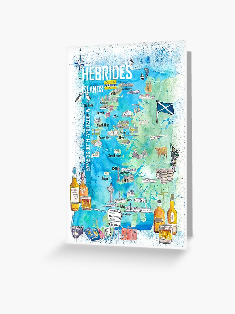 "Hebrides Islands Illustrated Travel Map with Touristic ...