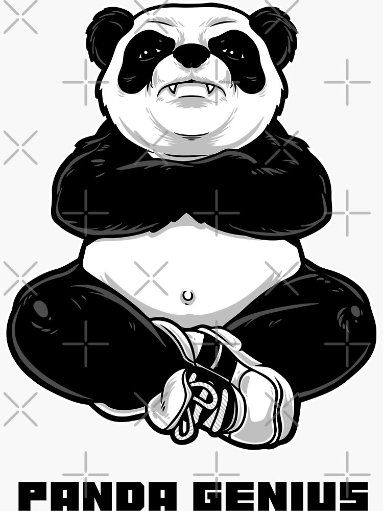 "Panda Genius. Funny Panda With Attitude" Sticker for Sale by Rebel ...