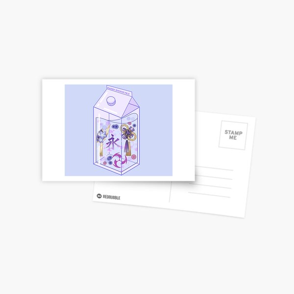 "Raiden Shogun Milk Carton " Postcard for Sale by Karucchi | Redbubble