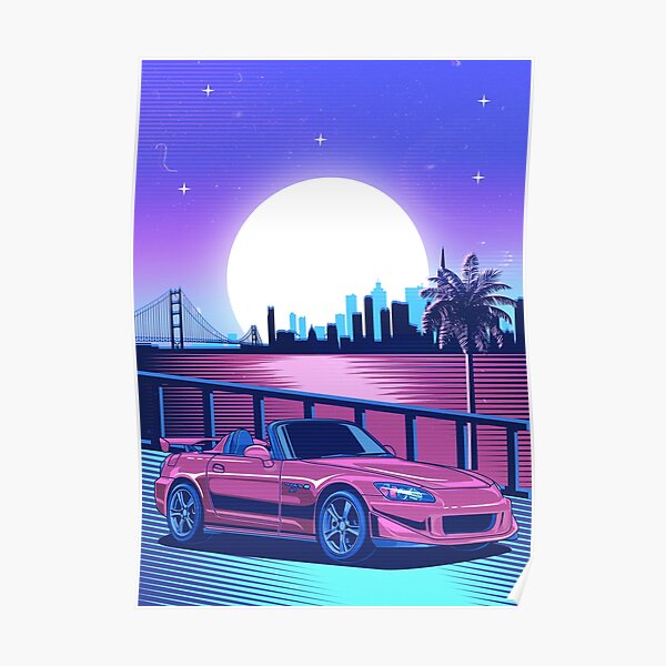 "s2000 jdm car synthwave" Poster for Sale by wellyans | Redbubble