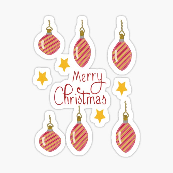 "Red & Gold Baubles Christmas design" Sticker for Sale by ...