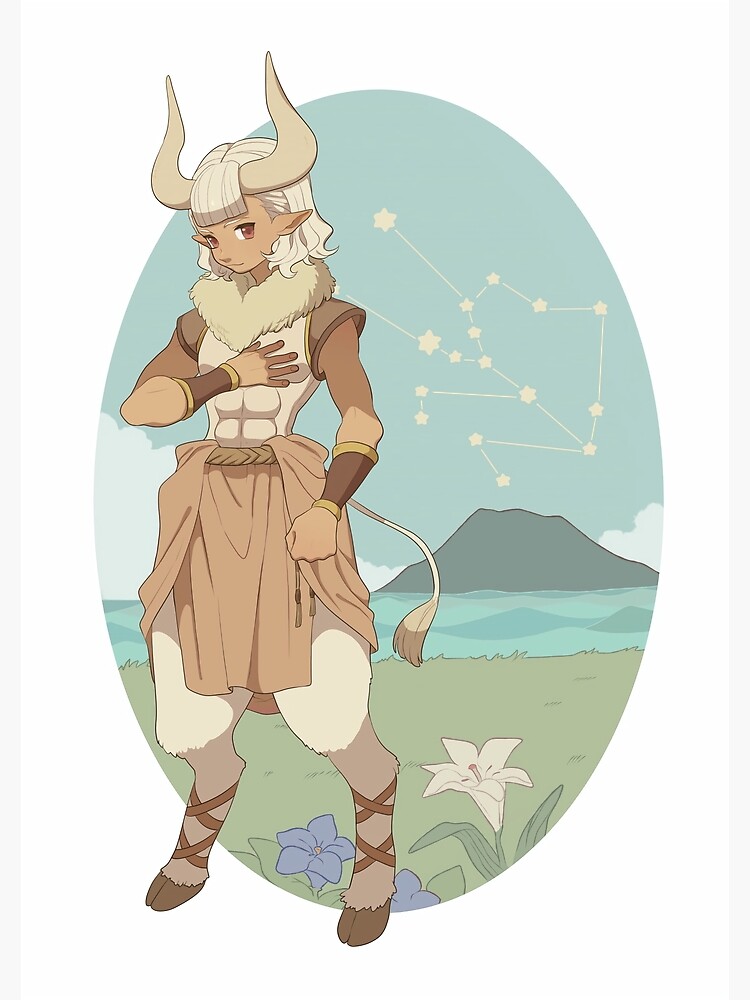 "Taurus - The Zodiac Sign Cute Anime Girl Style Art" Photographic Print ...