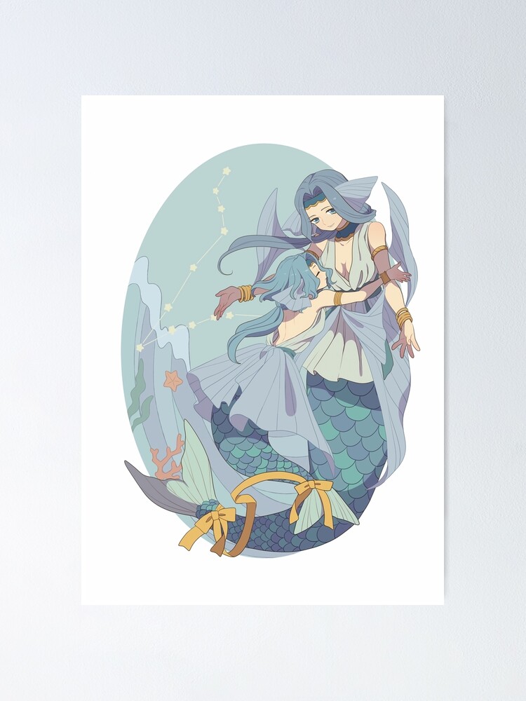 "Pisces - The Zodiac Sign Cute Anime Girl Style Art" Poster by adashali ...