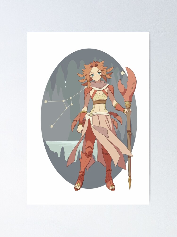 "Cancer - The Zodiac Sign Cute Anime Girl Style Art" Poster for Sale by ...