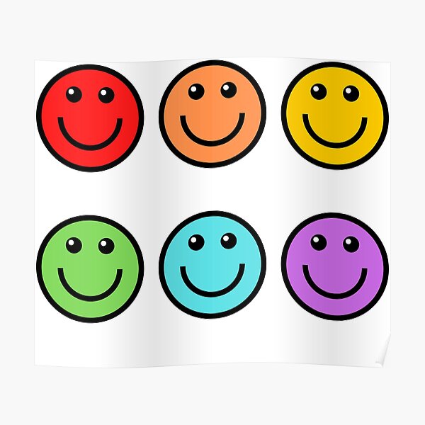 "Rainbow Smiley Faces" Poster for Sale by AnAwkwardOtter | Redbubble