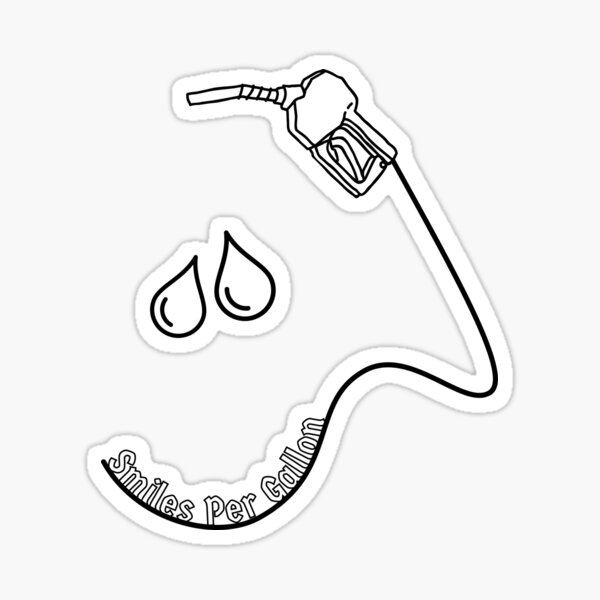 "Smiles Per Gallon" Sticker for Sale by WestoverArtwork | Redbubble