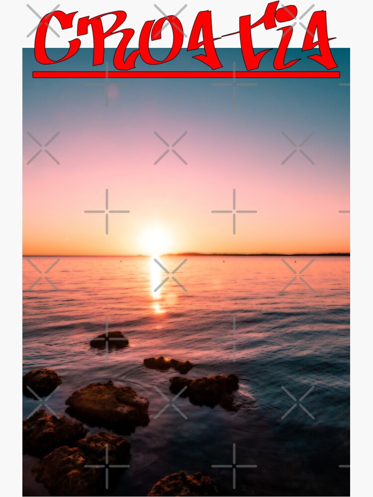 "Croatian Sunset Adriatic Coast (Beach Skyline Night Comic Book Style ...