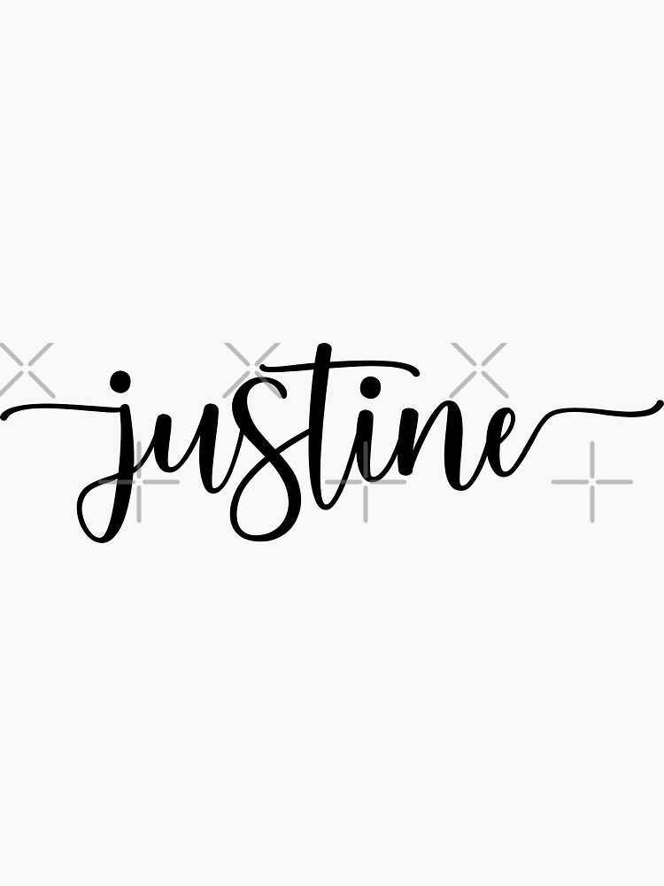 "Justine Name Label Beautiful Calligraphy" Sticker by sourpanda | Redbubble