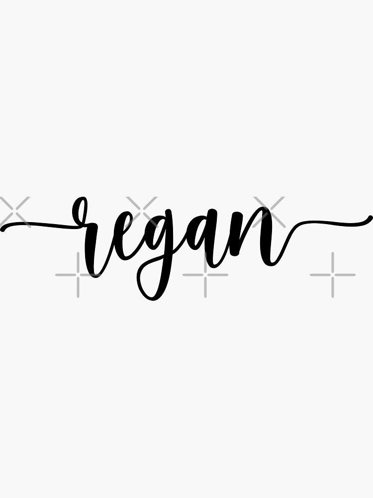"Regan Name Label Beautiful Calligraphy" Sticker for Sale by sourpanda ...