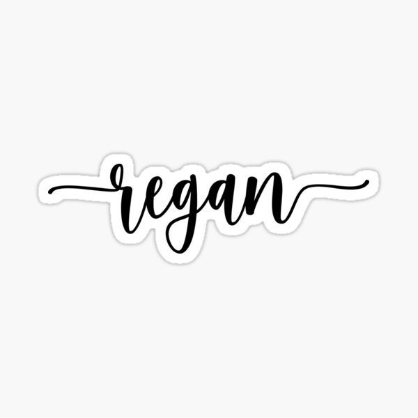 "Regan Name Label Beautiful Calligraphy" Sticker for Sale by sourpanda ...