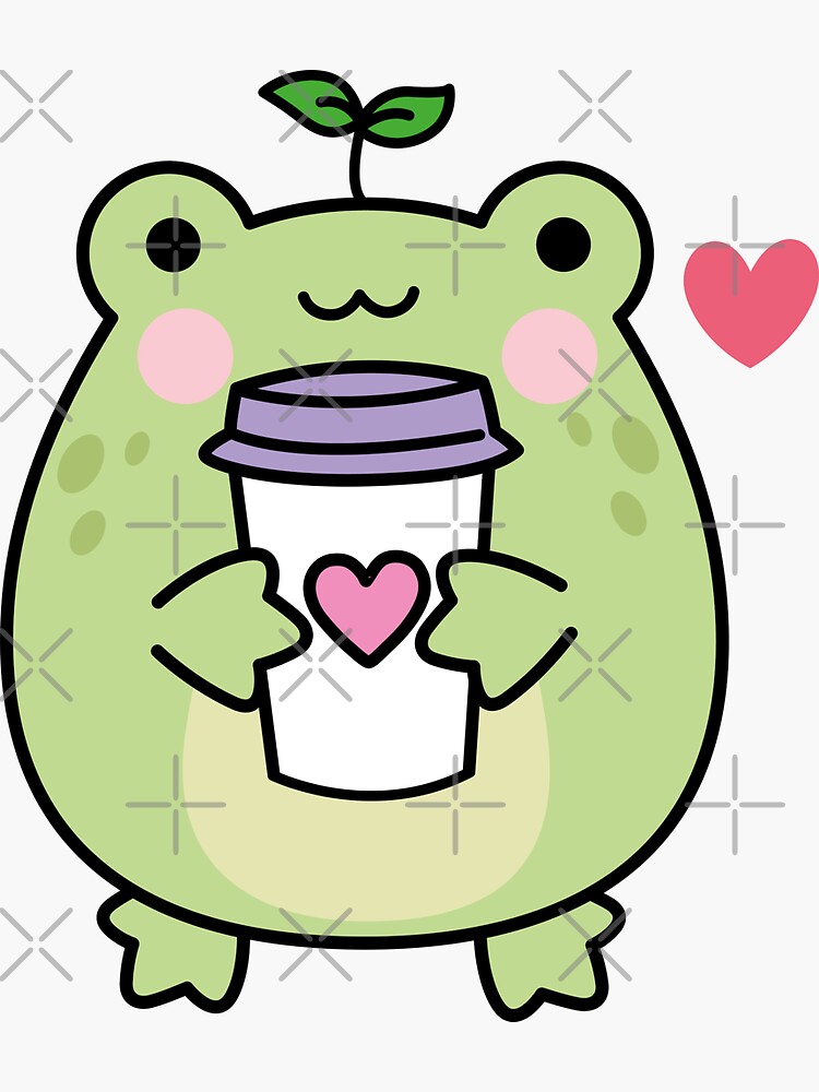 Pegatina «Cute Frog drinking coffee to go» de XoTheMonster | Redbubble