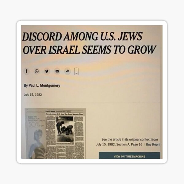 "Discord among U.S. Jews " Sticker for Sale by Turties | Redbubble