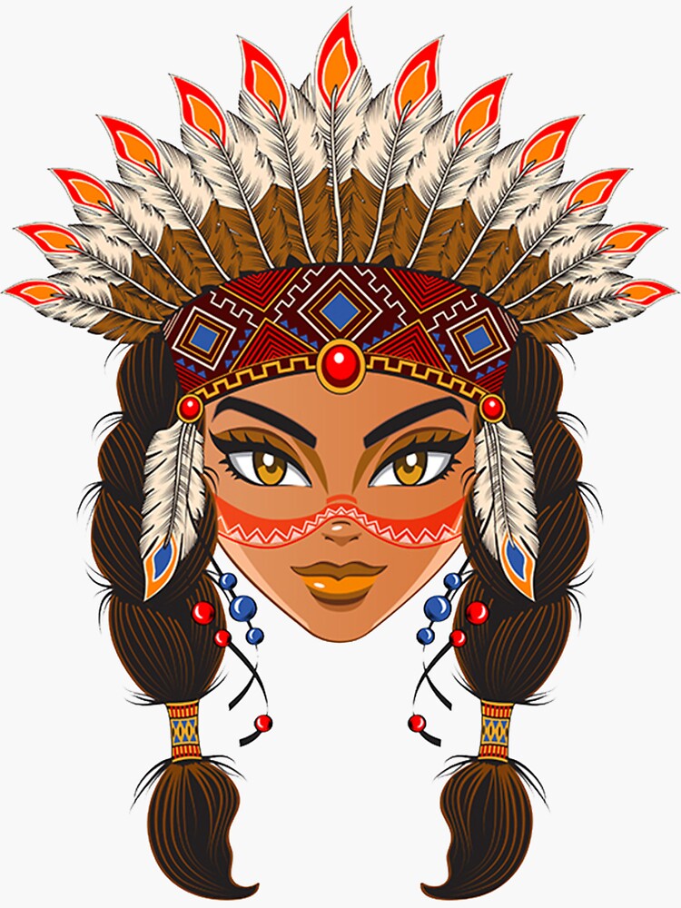 "Native American Woman" Sticker for Sale by RoselinLove | Redbubble