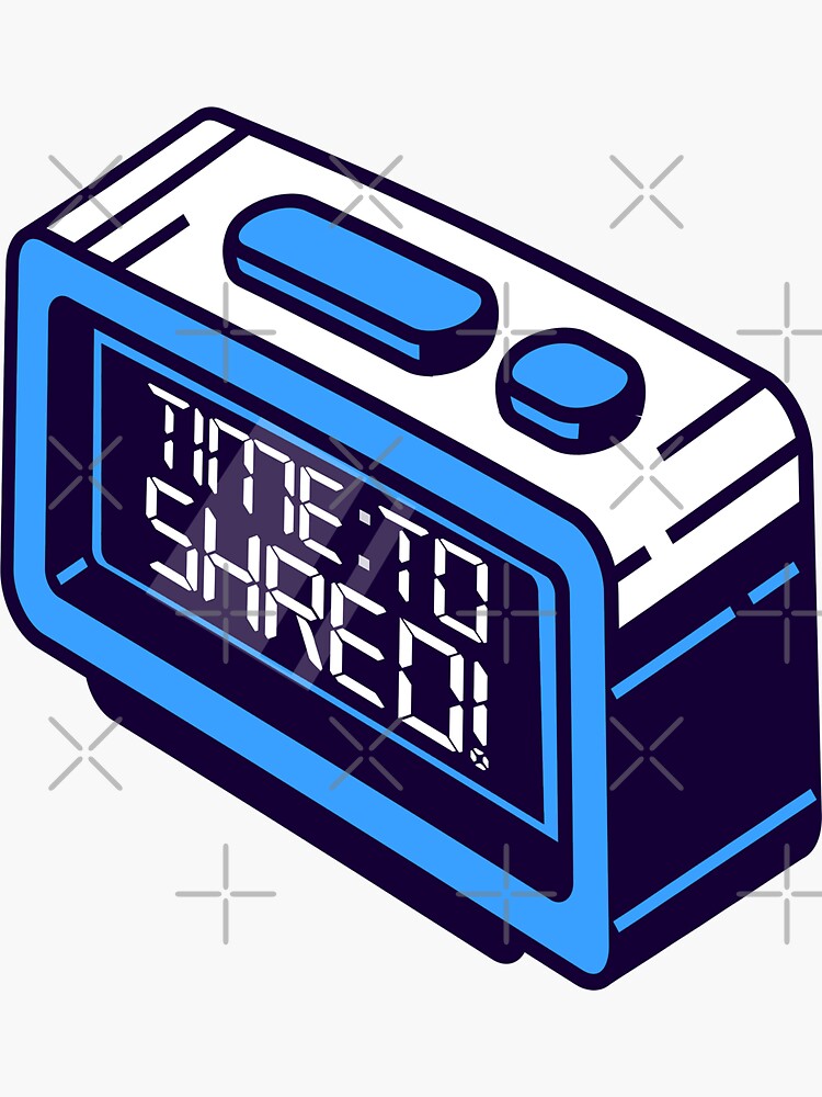 "Time To Shred MTB Alarm Clock" Sticker by introversation | Redbubble