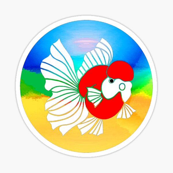 "Oranda Goldfish Logo 0115D" Sticker by Nosnah | Redbubble