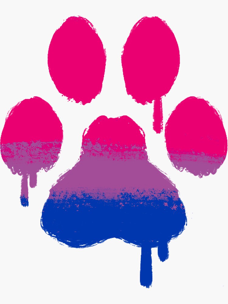 "Drippy Bisexual Pride Paw Print" Sticker by MarshiesArtDen | Redbubble