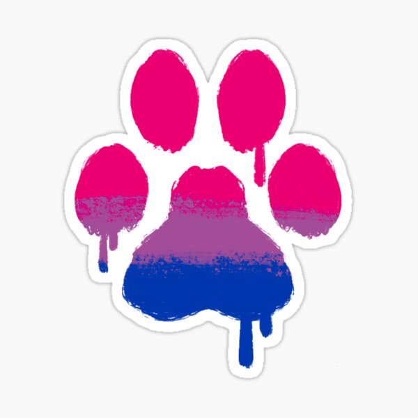 "Drippy Bisexual Pride Paw Print" Sticker by MarshiesArtDen | Redbubble