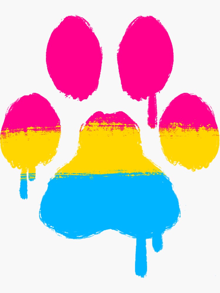 "Drippy Pansexual Pride Paw Print" Sticker by MarshiesArtDen | Redbubble