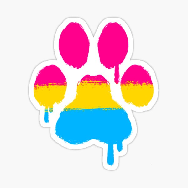 "Drippy Pansexual Pride Paw Print" Sticker by MarshiesArtDen | Redbubble