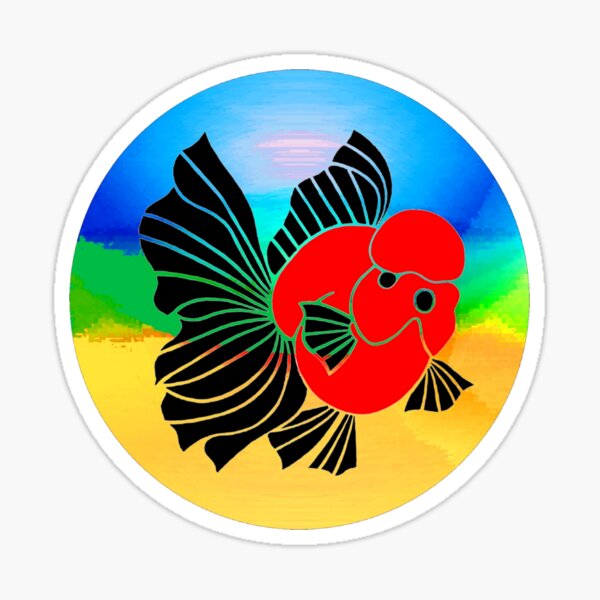 "Oranda Goldfish Logo 0114D" Sticker by Nosnah | Redbubble