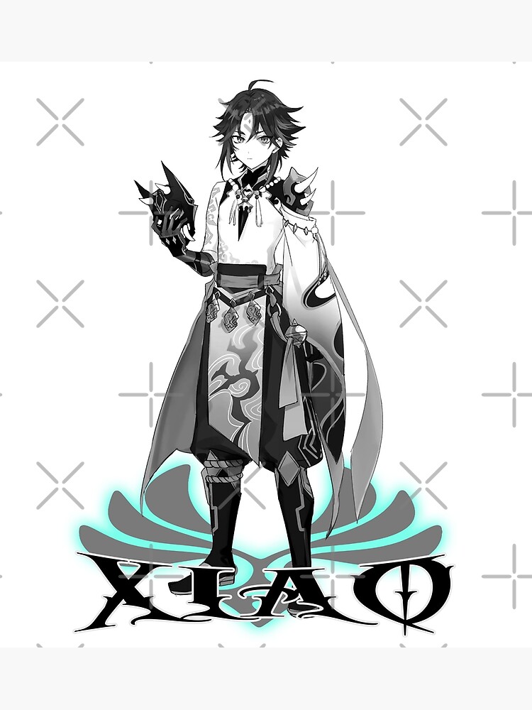 "xiao anemo element black and white" Poster for Sale by abangkejepit ...