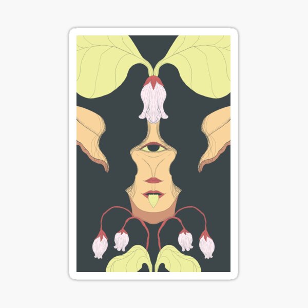 "Cyclops fairy woman with two mouths and bell flower" Sticker by ...