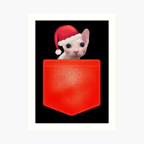 "Funny Bingus Christmas Cat Meme - Cat Meme Pocket" Art Print for Sale ...
