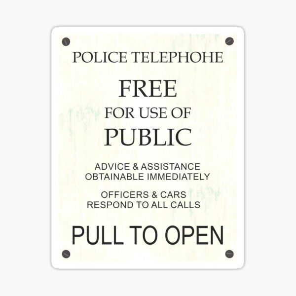 "Blue Police Public Call Box - Explanations 1" Sticker for Sale by ...